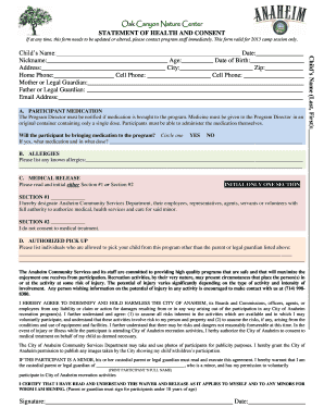 Fillable Online anaheim View/ Download Waiver and Required Camp ...