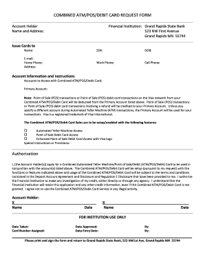 Fillable Online Combined ATM/POS/Debit Card Request Form - Grand Rapids ...