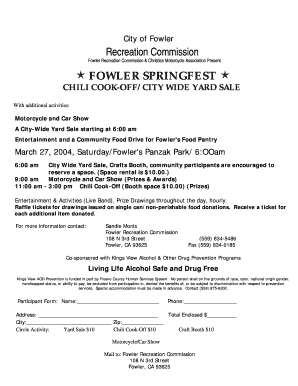 Fillable Online fowlercity fowler spring fest form Fax Email Print ...
