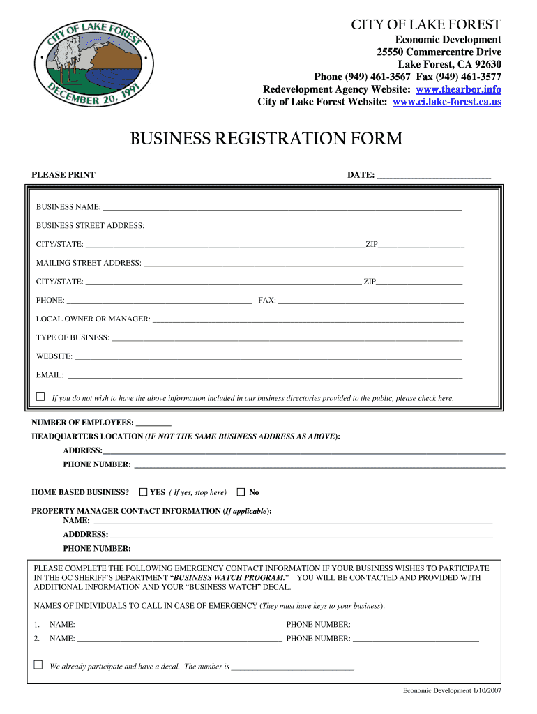 Business Registration Form Pdf Fill Online Printable Fillable 