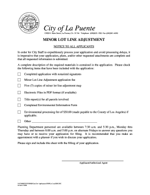 Fillable Online lapuente Lot Line Adjustment Application - City of La ...