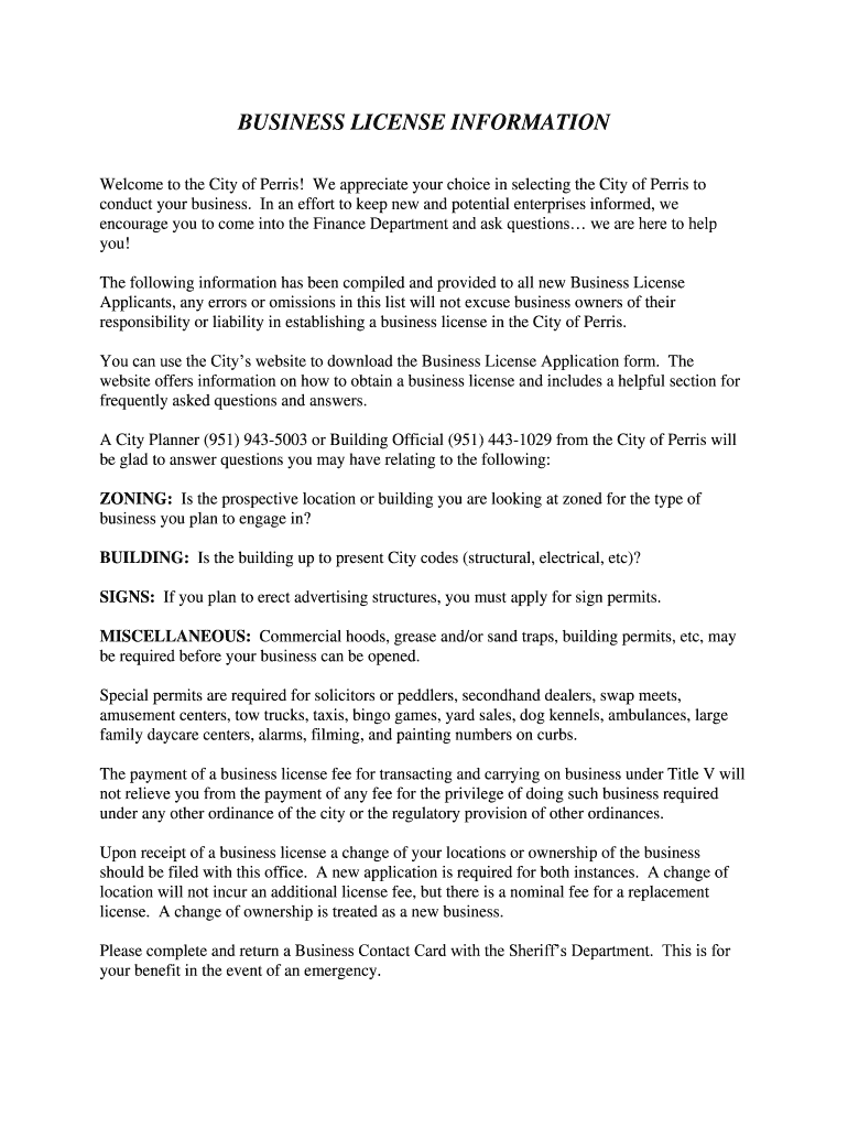 BUSINESS LICENSE INFORMATION: Fill out & sign online | DocHub