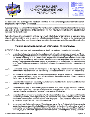 Fillable Online Owner Builder Form - City of Redding Fax Email Print ...