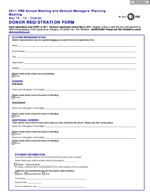 Fillable Online secure connect pbs DONOR REGISTRATION FORM - PBS Fax ...