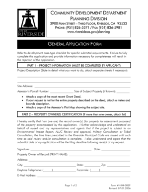 Fillable Online riversideca Community development department planning division general ...