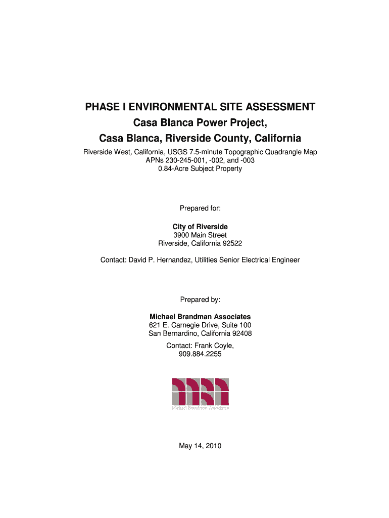 Phase I Environmental Site Assessment: Fill out & sign online | DocHub