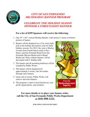 Fillable Online CITY OF SAN FERNANDO HOLIDAY BANNER PROGRAM Fax Email ...