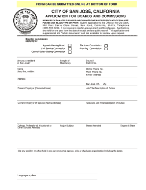 Fillable Online sanjoseca Applications - City of San Jose Fax Email Print - pdfFiller