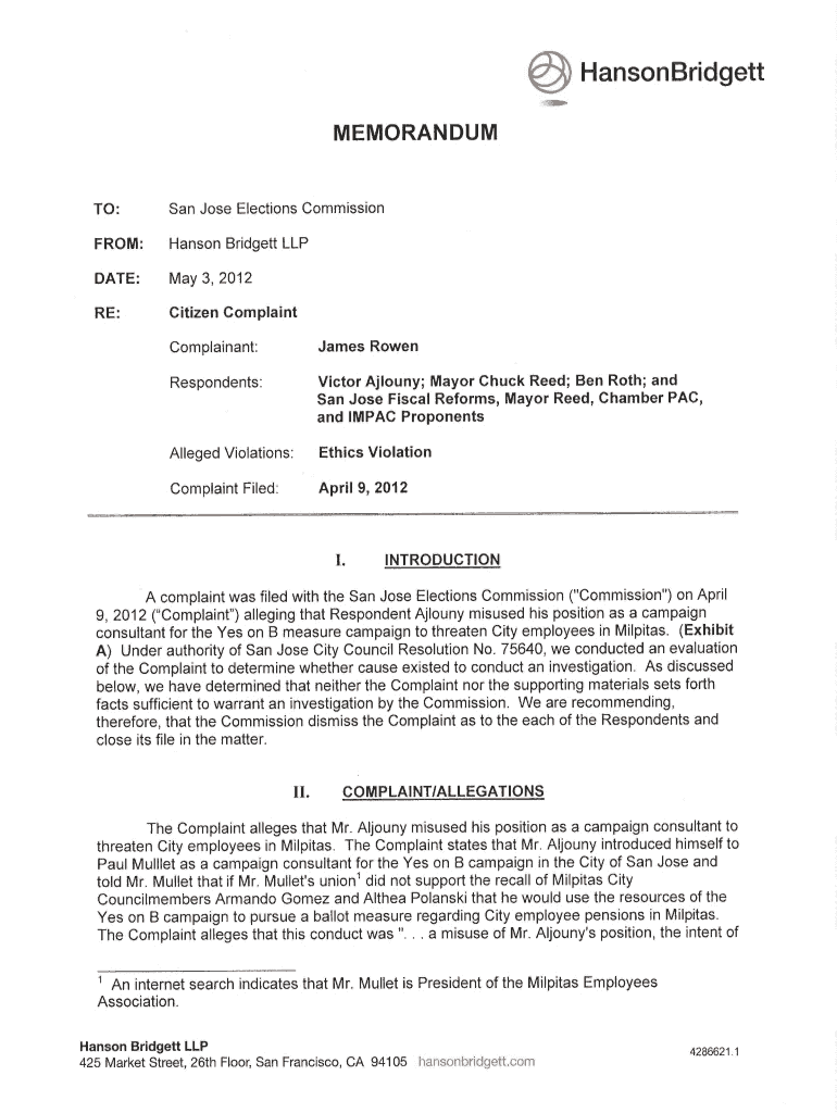 Citizen Complaint Memorandum: Fill out & sign online | DocHub