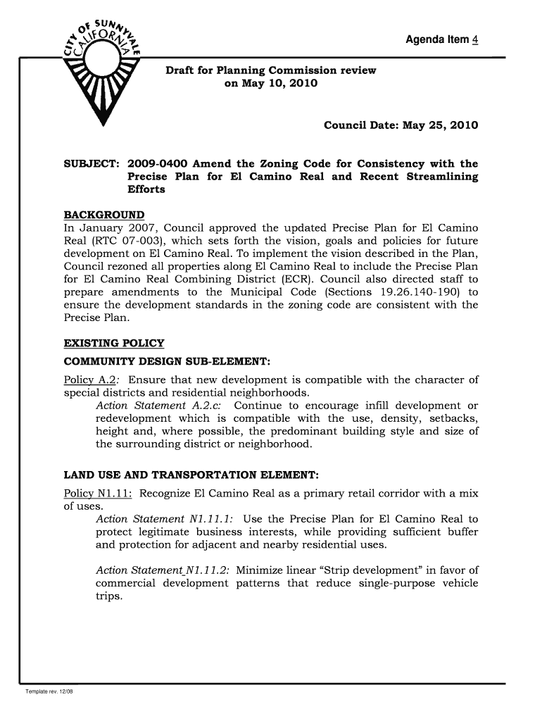 May 25, 2010 SUBJECT: 2009-0400 Amend the Zon - City of - sunnyvale ca ...