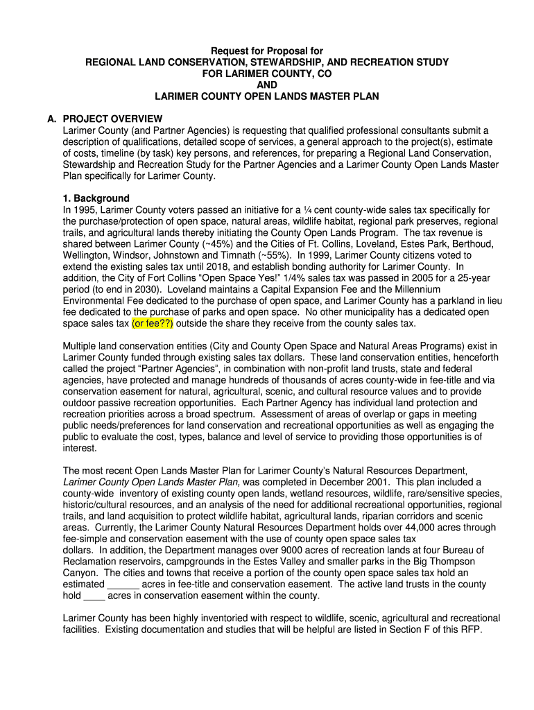 Fillable Online REGIONAL LAND CONSERVATION, STEWARDSHIP, AND RECREATION ...