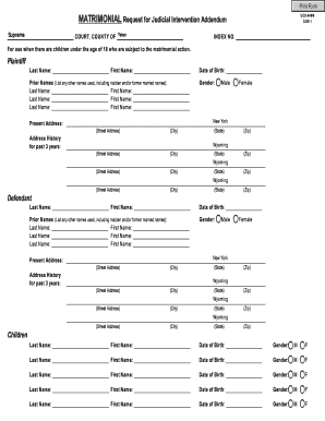 Fillable Online nycourts MATRIMONIAL Request for Judicial Intervention ...