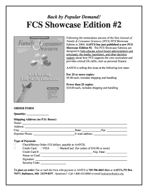 Fillable Online aafcs FCS Showcase Edition 2 Order Form.doc - aafcs Fax ...
