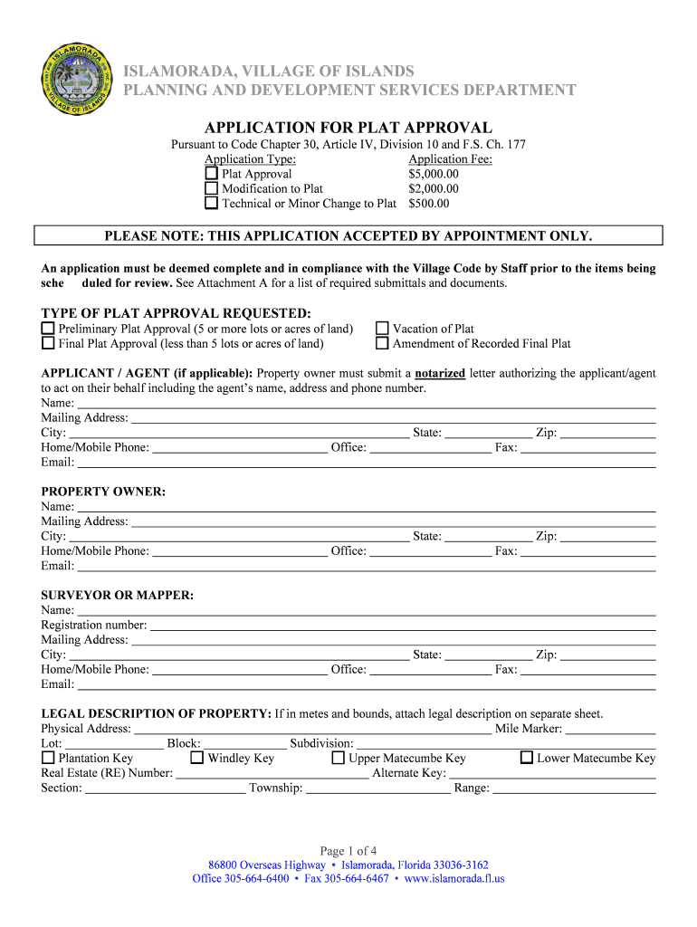 Fillable Online Application for Plat Approval Fax Email Print - pdfFiller