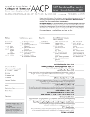 Fillable Online aacp 2010 Association Dues Invoice - AACP - aacp Fax ...