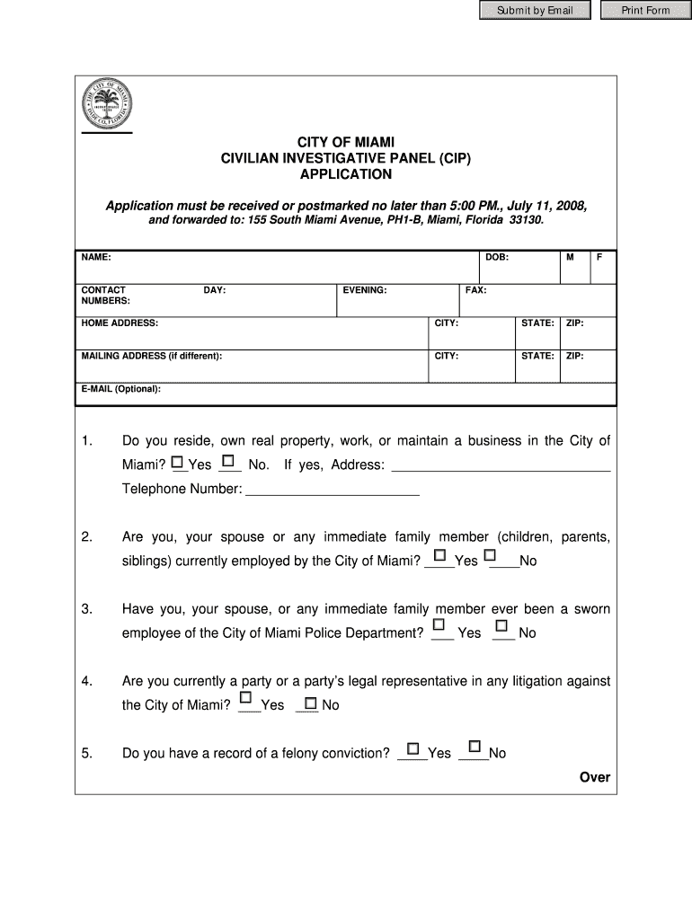 Fillable Online CIVILIAN INVESTIGATIVE PANEL (CIP) Fax Email Print ...