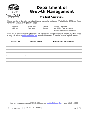 Product Approvals (BF45) - Lake County - Fill and Sign Printable ...