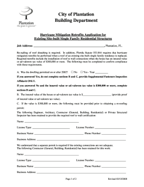 Fillable Online plantation Re-roof Mitigation Application - City of ...