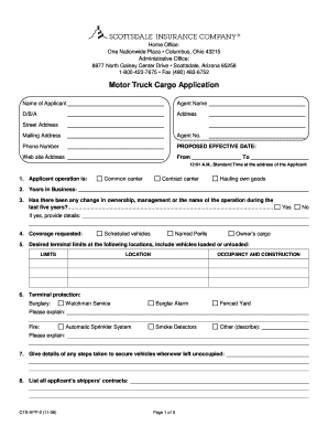 Fillable Online Motor Truck Cargo Application - byourogacomb Fax Email ...