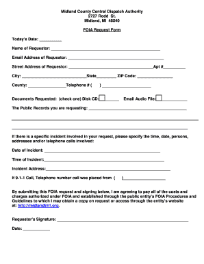 Fillable Online midland911 2727 Rodd St Midland MI 48540 FOIA Request ...