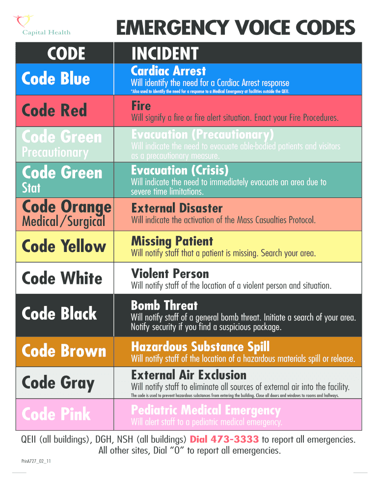 Fillable Online EMERGENCY VOICE CODES Fax Email Print - pdfFiller