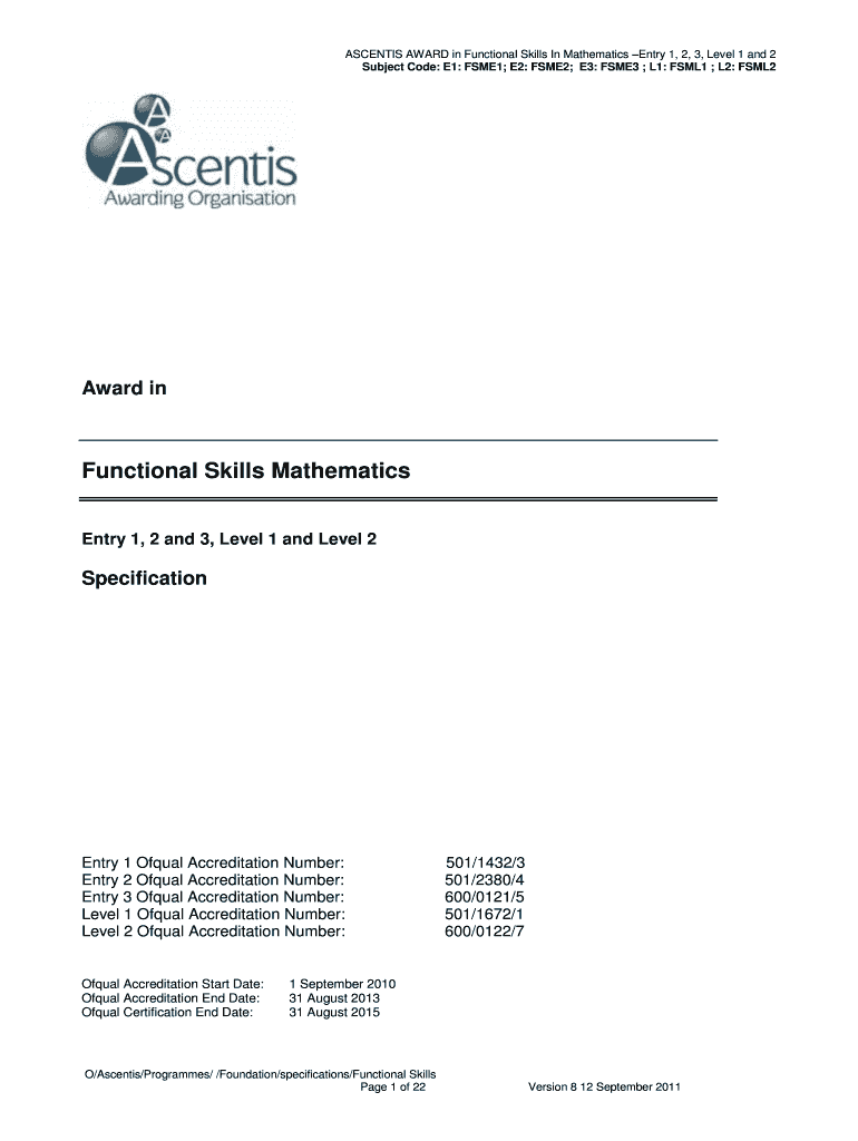 Fillable Online Functional Skills Mathematics - Ascentis Fax Email ...