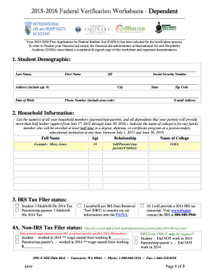 Fillable Online publicsite aha 2015-2016 Verification Worksheet -D Fax ...