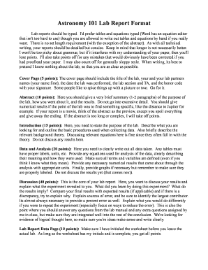 Fillable Online Astronomy 101 Lab Report Format Fax Email Print - pdfFiller