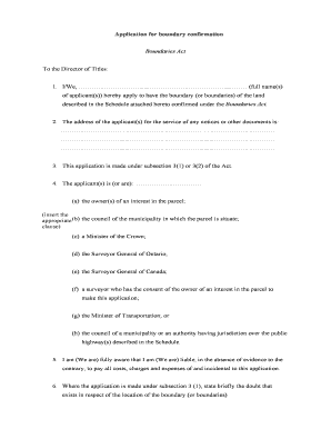 Fillable Online APPLICATION FOR BOUNDARY CONFIRMATION - Ontario Fax ...