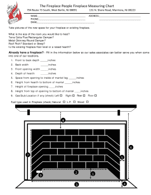 Fillable Online The Fireplace People Fireplace Measuring Chart Fax ...