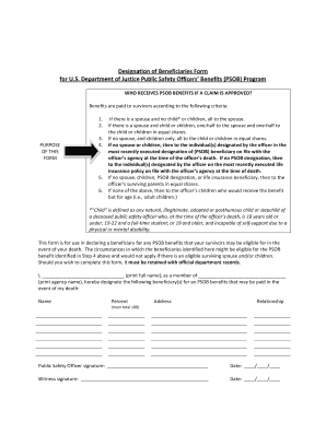 Fillable Online Designation of Beneficiaries Form for US Fax Email ...