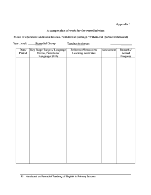 Fillable Online A sample plan of work for the remedial class Fax Email ...