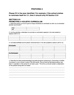 Fillable Online PROFORMA 2 Please fill in the area identified For ...