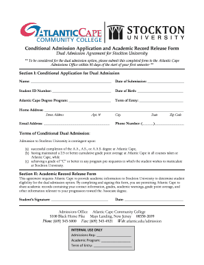 Fillable Online atlantic Conditional Admission Application and Academic ...