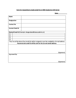 Fillable Online Form for requesting to create email id on CBSE ...