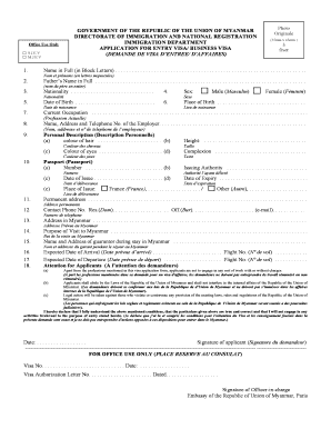 Fillable Online accespro-visas GOVERNMENT OF THE REPUBLIC OF THE UNION ...