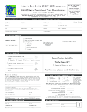 Fillable Online Levels Tot-Delta INDIVIDUAL EVENTS Enter any individual ...