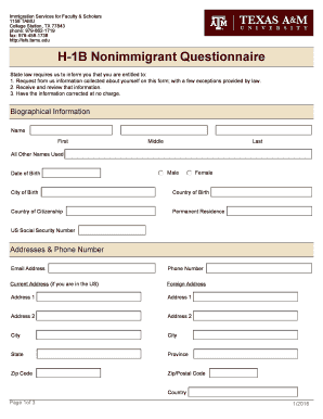 Fillable Online ifss tamu Non-Immigrant Questionnaire - International ...