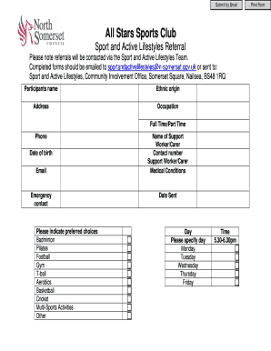 Fillable Online old n-somerset gov All Stars Sports Club All Stars ...