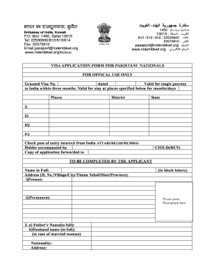 Fillable Online VISA APPLICATION FORM FOR PAKISTANI NATIONALS Fax Email ...