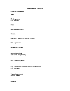 Fillable Online old n-somerset gov Case Transfer Checklist PDF Case ...