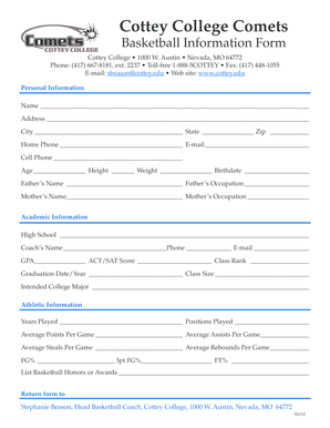 Fillable Online cottey Cottey College Comets - cottey Fax Email Print - pdfFiller