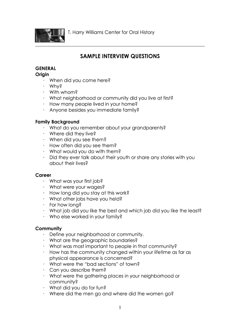 Fillable Online Harry Williams Center for Oral History Fax Email Print ...