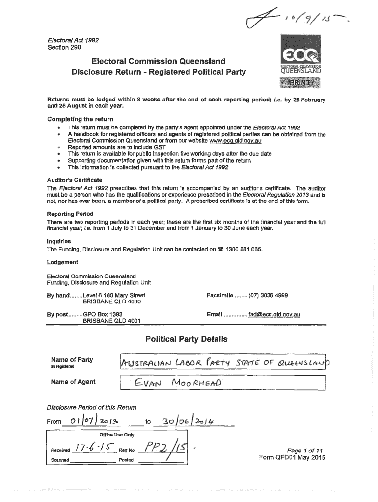 Fillable Online parliament qld gov Electoral Commission Queensland ...