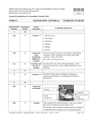 Fillable Online FORM 4 GEOGRAPHY GENERAL MARKING SCHEME Fax Email Print ...