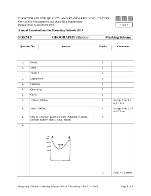 Fillable Online FORM 5 GEOGRAPHY Option Marking Scheme Fax Email Print ...