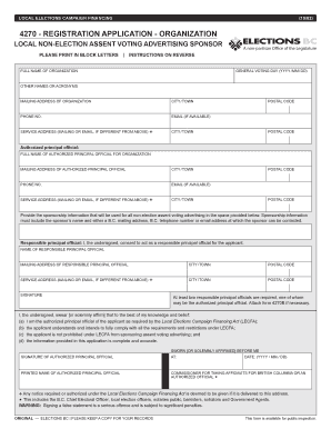 Fillable Online elections bc - REGISTRATION APPLICATION - ORGANIZATION ...