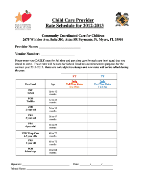 Fillable Online CHILD CARE PROVIDER - ELC of SWFL Fax Email Print ...