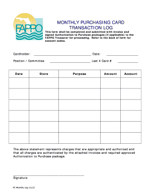Fillable Online fappo TRANSACTION LOG Fax Email Print - pdfFiller