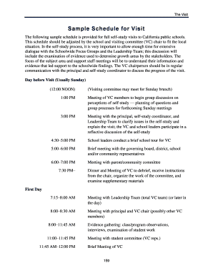 Fillable Online Sample Schedule for Visit Fax Email Print - pdfFiller